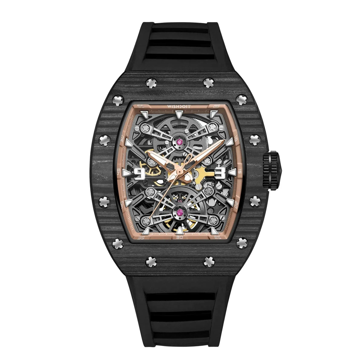 Forged Carbon Lume Skeleton Mechanical Watch – Captain Kidd | Wishdoit ...